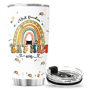 JENOIS Cat Mom Nutrition Facts, Tumbler 20 Oz With Lid And Straw, Tumblers For Funny Mama Cups Best Day Coffee Mother Ever Women Mothers Handle Insulated, Mom Gifts