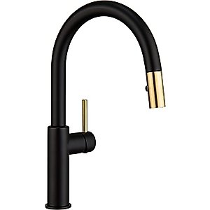 Darnok 79723BX Mia Black and Gold Kitchen Faucet with Pull Down Sprayer, 15.6-inch High-arc Magnetic Docking Kitchen Sink Faucet, Matte Black/Luxe Gold