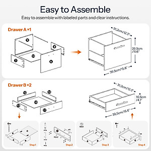HOOBRO 3 Drawers File Cabinet, Rolling Filing Cabinet, Office Cabinet for Home Office, Mobile Pedestal on 5 Wheels, for A4, Letter Size, Hanging File Folders, Rustic Brown and Black BF02WJ01G1