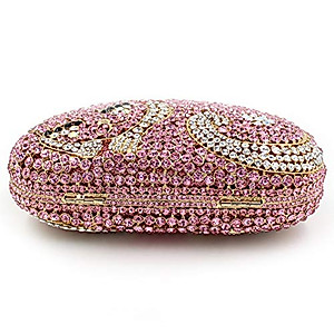 Ladies Wedding Clutch-Purse Chain Rhinestone Evening-Bag Diamond Luxury Handbag Pink Cat