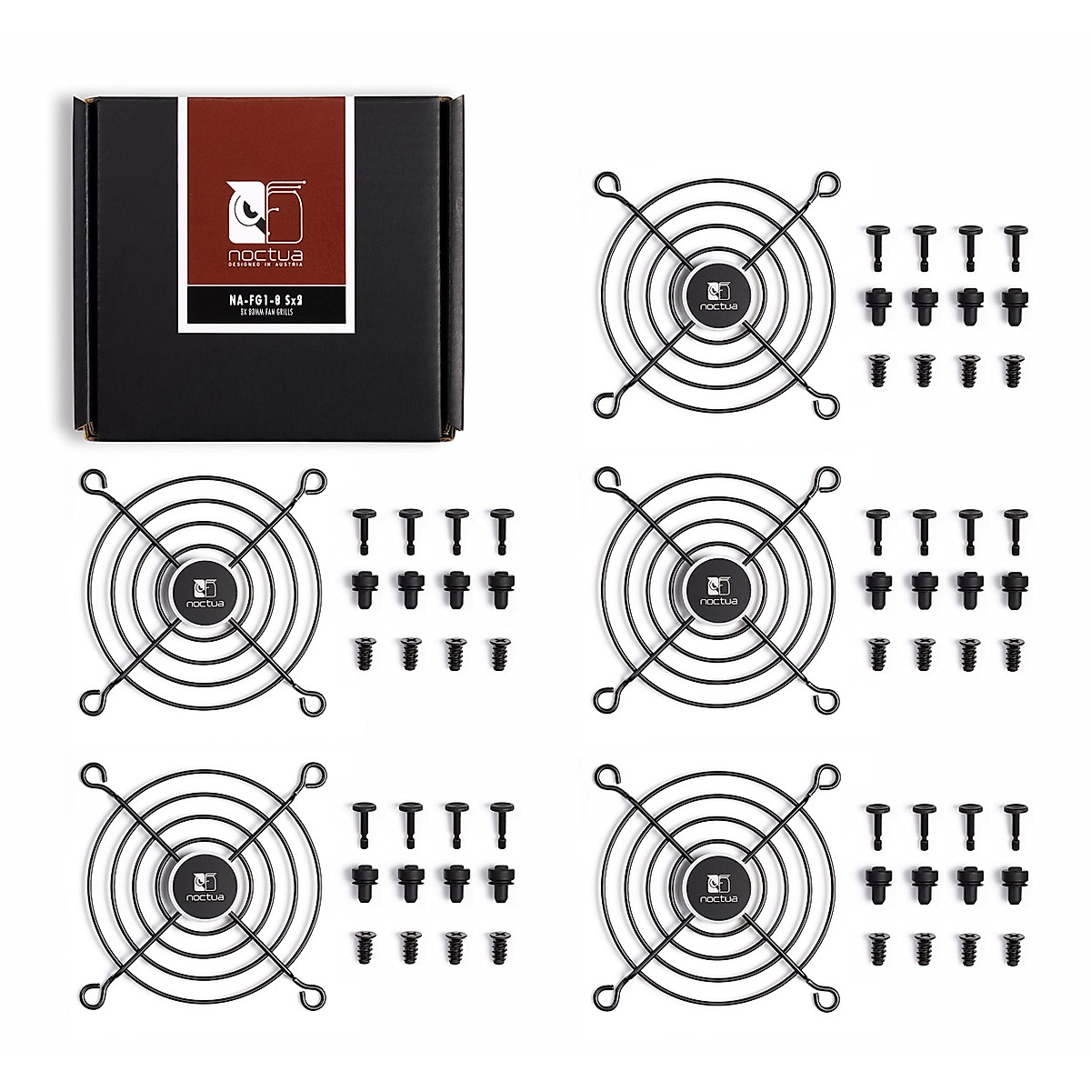 Noctua NA-FG1-8 Sx5, Fan Grills for 80mm Fans (Set of 5, Black)