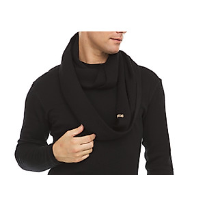 100% Merino Wool Everyday Knit Infinity Scarf - Winter Loop Scarf - Midweight Scarves for Women and Men - Black - One Size