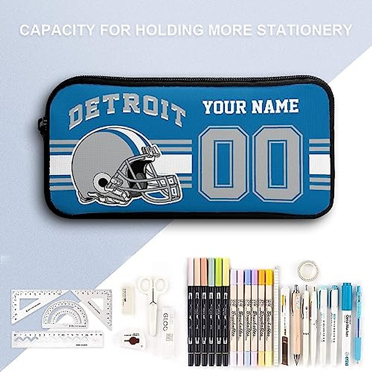 Midkepf Custom Detroit Backpack with Lunch Bag Pencil Case, Personalized Name and Number Backpacks Pencil Box Lunch Bags, Customize 3pcs Set Gifts for Men Women Fans