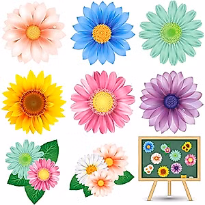 45 Pcs Summer Sunflower Cutouts Sunflower Bulletin Board Cutouts Sunflower Daisy Wall Decals with Glue Point Dots Sunflower Bulletin Board Decorations for School Birthday Party Baby Shower Home Decor