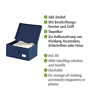 WENKO Storage Box Air L-Breathable Fleece, 44 x 19 x 33 cm, Blue