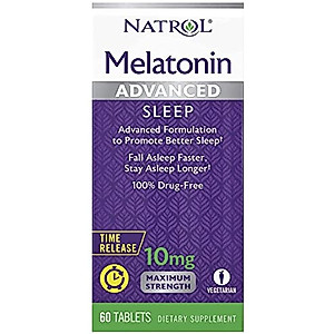 Natrol, Advanced Sleep Maximum Strength 10 mg Tablets, Melatonin, 60 Count