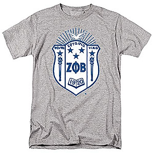 Zeta Phi Beta Sorority Official Distressed Primary Unisex Adult T-Shirt, Athletic Heather, Large