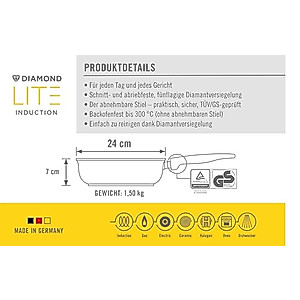 Woll Diamond 1724DPI Lite Cast High randpfanne Induction 24 CM Diameter 7 CM High with Removable Handle