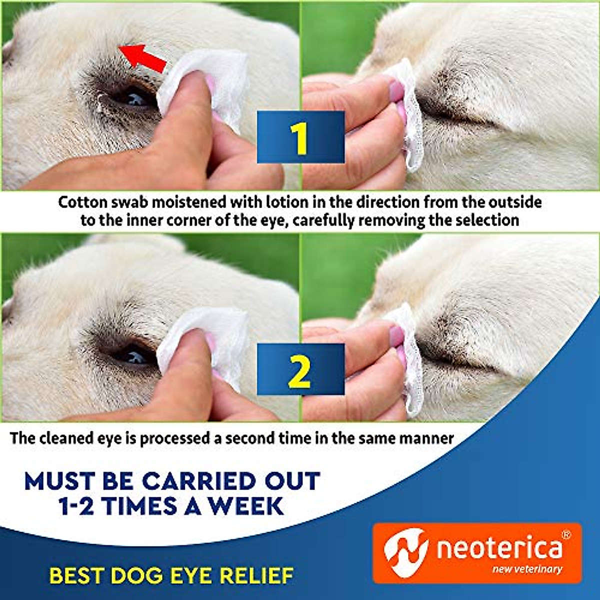 Cat & Dog Eye Wash Drops & Tear Stain Remover, Cleaner | Eye Infection Treatment Helps Prevent Pink Eye, Conjunctivitis, Relief Allergies Symptoms, Runny, Dry Eyes - Safe for Small Animals