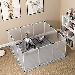 PINVNBY Pet Playpen Portable Small Animals Play Pen Rabbit Cage for Outdoor Indoor DIY Wire Fence for Hamster, Guinea Pig (45 * 35cm/12Pieces)