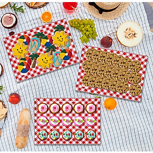 10 Disposable Red & White Gingham Serving Trays Large 10.75" X 15.75" Heavy Duty Rectangle Paper Cardboard BBQ Tray for Dessert Platter Cupcake Display Birthday Party Tableware Supplies