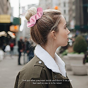 Didder 20 Pcs Pink Velvet Scrunchies, Soft Hair Ties for Women Girls Elastic Bobbles Ropes Scrunchie, Cute Hair Accessories for Daily Use