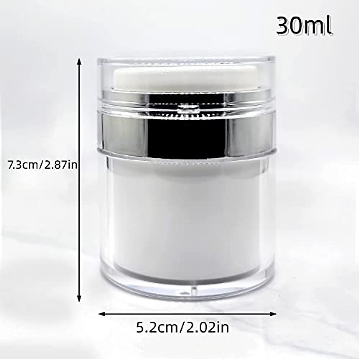 KUYYFDS Airless Pump Jar Empty Refillable Travel Cream Bottle Portable Cosmetic Container 30mlcream Bottle,Airless Pump Jar,Cream Container,Refillable Bottle,Travel Cream Pots,Lotion Pump Containers