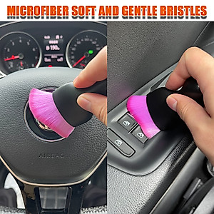 tobenbone Car Interior Detailing Brush, Ultra Soft Non-Scratch Dust Brush, Car Interior Cleaning Tool for Cleaning Panels, Air Vent, Leather (Purple)
