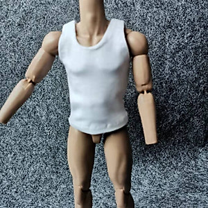 SSbeauty M 1/6 Custom Scale T-Shirt Sleeveless Vest Clothes for 12" Male & Female Action Figure Doll Clothes Toy (Black + White)
