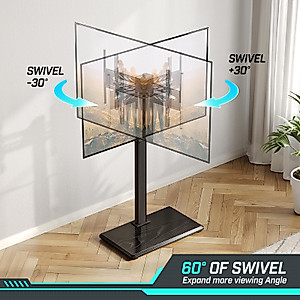 Greenstell TV Stand with LED Lights, Floor TV Stand for 32-70 inch TVs, Height Adjustable, Swivel Tall TV Stand, Eye Protection, Holds up to 110 Lbs, Max VESA 600x400mm