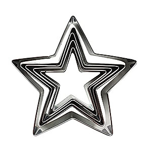 5 PCS Set Stainless Steel Fondant Cake Mold Cookie Cutters (Star)
