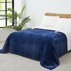 JKMAX 50"x60" Heated Throw Blanket - 10 Heat Settings, 5 Levels, Auto-Off, Overheat Protection, Soft Flannel Sherpa, ETL Certified