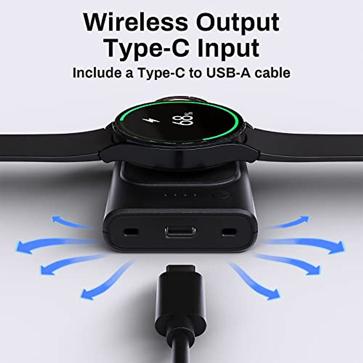 Watch Charger for Samsung, Portable Watch Charger 1800mAh Compatible with Samsung Galaxy Watch 6/6 Classic/5/5 Pro/4/4 Classic/3/Active 2, for Samsung Gear S3/Sport Watch Charger with Keychain