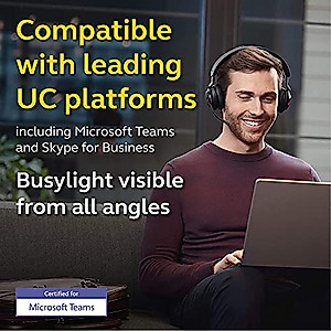 Jabra Evolve2 65 Stereo Wireless Bluetooth Headset, Black - with Passive Noise Cancelling Headphones and 37 Hours of Battery Life, UC-Optimised (Renewed)