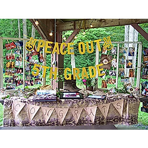 Peace Out 5th Grade Banner, 5th Grade Graduation Decorations 2022, Boy Girl Kids Fifth Grade Graduation Party Decorations 2022