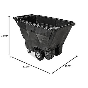 Rubbermaid Commercial Products Tilt Dump Truck, 450 lbs 1/2 Cubic Yard Heavy Load Capacity with Wheels, Trash Recycling Cart, Black