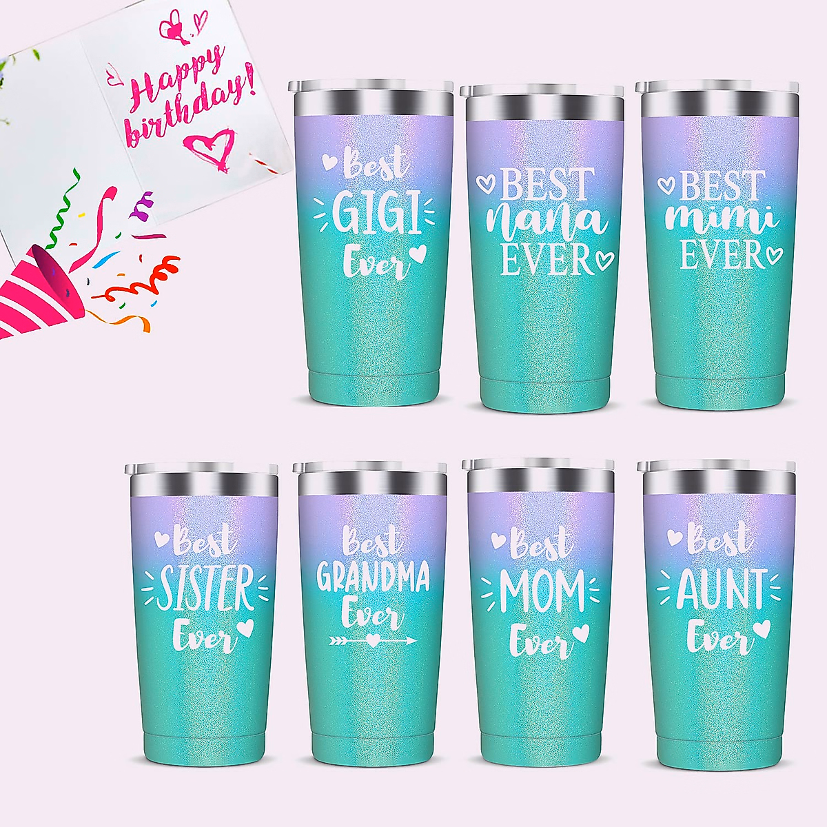KOOLDRINK Best Mimi Ever-Grandma Gifts from Granddaughter Grandson-Mothers Day Birthday Christmas Gifts for Grandma Mom-Insulated Travel Mug with Lid and Straw 20Ounce Multicolor