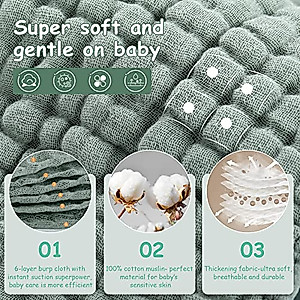 Looxii 12 Pack Baby Burp Cloths 100% Cotton Muslin Burp Cloths 20x10” Soft Absorbent Bamboo Baby Washcloths 12“x12”