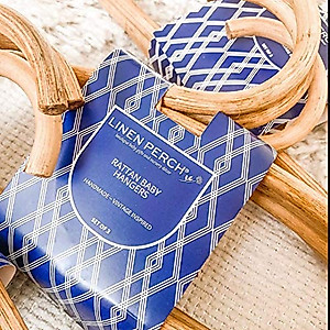 Linen Perch Wooden Baby Hangers - Bamboo Clothes Hangers - Natural, Eco-Friendly - Rattan Décor - Wood Baby Hanger - Boho Nursery Décor -Set of Three- (11" x 6")