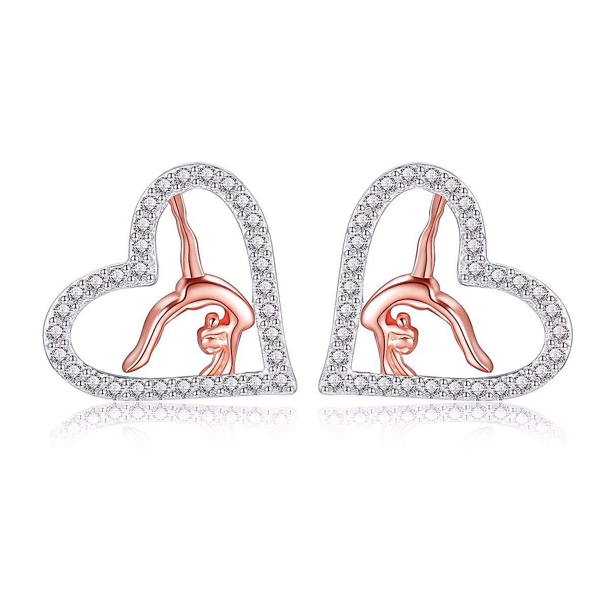 Gymnastics Stud Earrings for Her - 925 Sterling Silver Gymnastic Birthday Jewelry Gifts for Gymnast Women (CZ)