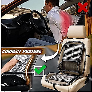 HACORO Ergonomic Bamboo Car Seat Pad, Mesh Lumbar Support Chair Back Support with Elastic Strap Back Rest for Office Chair/Car Seat/Back Pain Relief