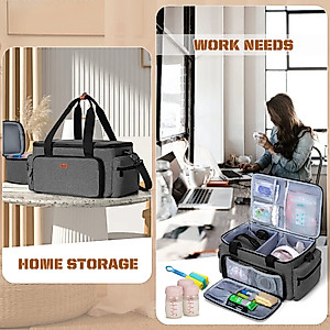 Luxja Breast Pump Bag with Cooler Bag Compatible with Spectra S1 and S2, Pumping Bag for Breast Pump and Extra Parts (Suitable for Home, Work or Travel Use), Gray