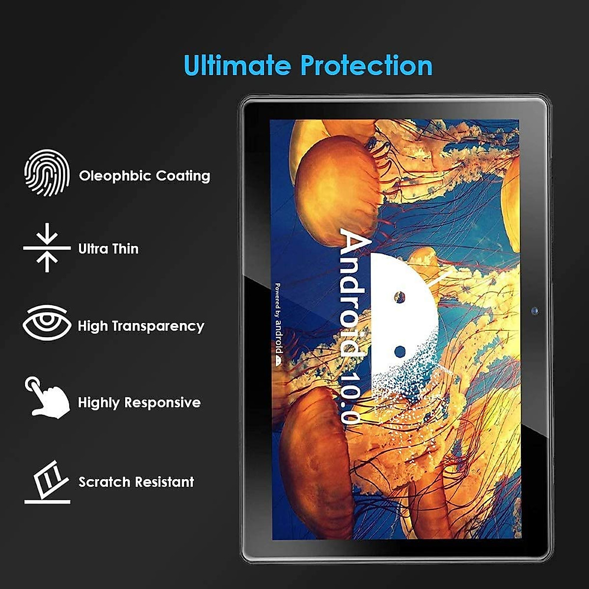 DETUOSI 2 Pack Tablet Screen Protector [9.25 * 6.5" / 235 * 165mm] Tempered Glass Film 【compare size of Tempered Glass Film with Size of your Tablet】