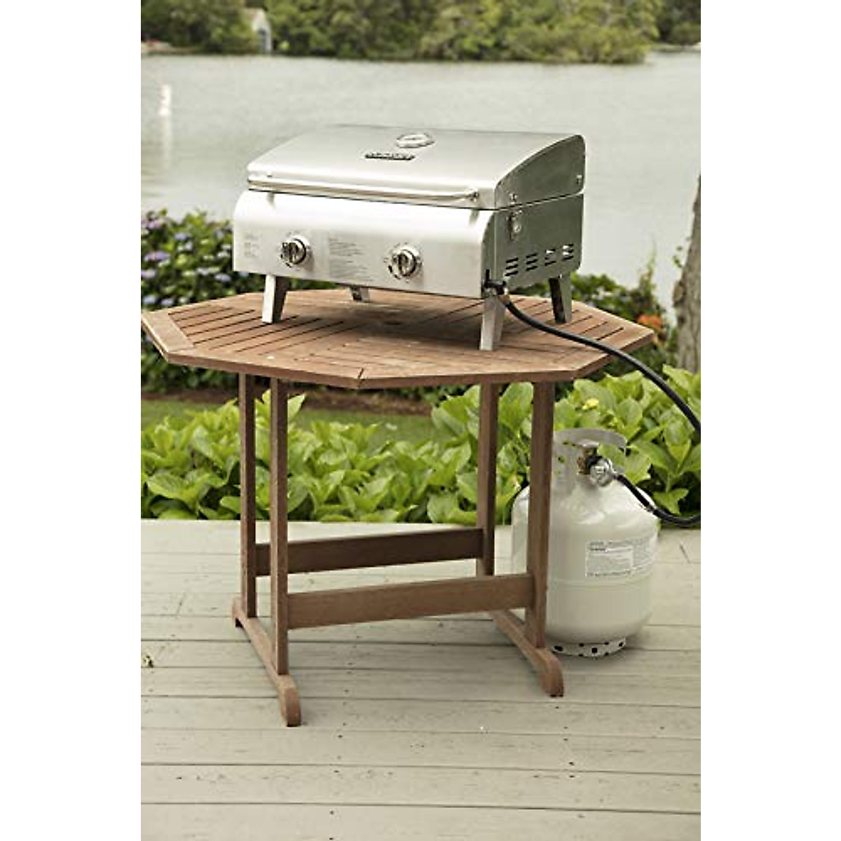 Cuisinart CGG-306 Chef's Style Propane Tabletop Grill, Two-Burner, Stainless Steel & CFGS-222 Take Along Grill Stand