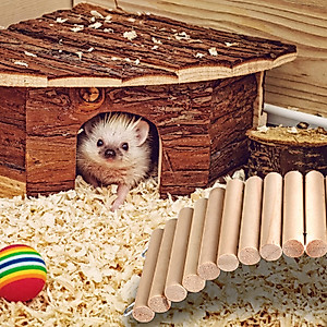 Hamster Wooden Pet Ladder Bridge: 3 Pieces Wooden Hamster Suspension Ladder Bridge, Bendable Cage Habitat Toy, Climbing Ladder & Fence Bundle for Hamster Chinchilla Mice Gerbil and Other Small Animals