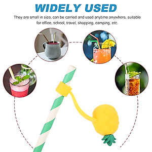 SHERCHPRY 3pcs Straw Tips Cover Pineapple Shape Straw Toppers Straw Plugs Silicone Straw Tips Cap for Resuable Straws Protector
