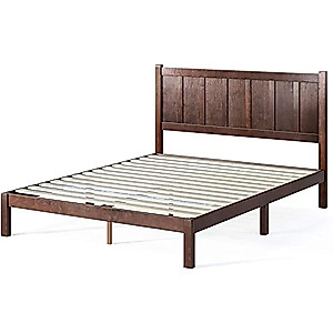 Zinus Adrian Wood Rustic Style Platform Bed with Headboard / No Box Spring Needed / Wood Slat Support, Queen