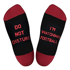 Funny Football Socks for Men Women Teens Boys - DO NOT DISTURB,I'M WATCHING FOOTBALL Novelty Fun Crew Socks-Funky Cotton Crazy Socks with Sayings-Valentines Day Funny Gifts Silly Stocking Stuffers