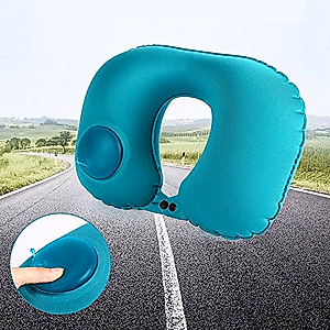 Inflatable Travel Pillow, 2019 New Pressing U-shaped Neck Pillow, Portable Sleeping Pillow for Airplane, Train, Car, Office (Navy)