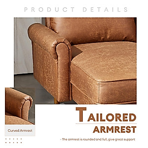 Weaxty 81.55" Sofa Couch, L Shaped Faux Leather Sectional with Chaise Suede Fabric Couch Sofas with Comfortable Cushions for Small Space Living Room Apartment, Left Chaise Brown