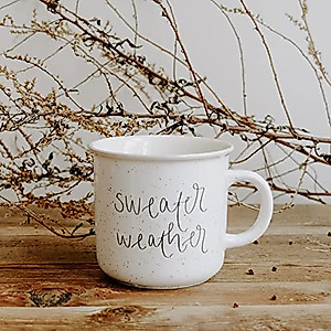 Sweet Water Decor Fall Coffee Mugs | Seasonal 16oz Ceramic Campfire Coffee Cup | Microwave & Dishwasher Safe Autumn Mug Great for Halloween, Pumpkin Spice Lattes & Thanksgiving (Sweater Weather)