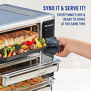 PowerXL SmartSynx Dual Door Oven, 8 Quick-Touch Cooking Presets including Air Fry, Toast, Bake, Broil, Reheat and More, Cook 2 Different Foods at the Same Time, Large Capacity & Adjustable Temperature