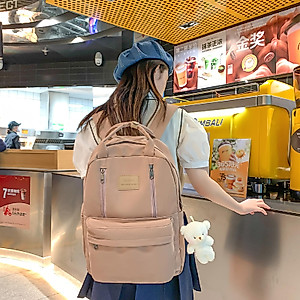 GAXOS Cute Backpack for School Aesthetic Backpack Purse for Women Girls Pink Book Bag Korea Style Bookbag