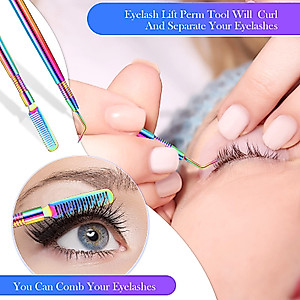 Chumia 2 Pieces Eyelash Lift Perm Tool Lash Separator Tint Tool Stainless Steel Metal Lash Lift Rods for Eyelash Eyebrow Perming Tinting Curling Extensions Supplies(Multi Color)