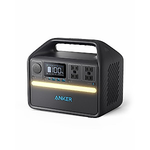 Anker 535 Portable Power Station, 512Wh Solar Generator (Solar Panel Optional) with LiFePO4 Battery Pack, 500W 9-Port Powerhouse, 4 AC Outlets, 60W USB-C PD Output, LED Light for Outdoor Camping, RV