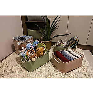 HARMOSO Fabric Storage Basket Pink Cloth bins Collapsible Storage Cubes Closet Organizer Bins Rectangle Basket with Handles Organizing Cute Cube Bins for Bedroom Playroom (Pink 14×10.6×6.6-3Pack )