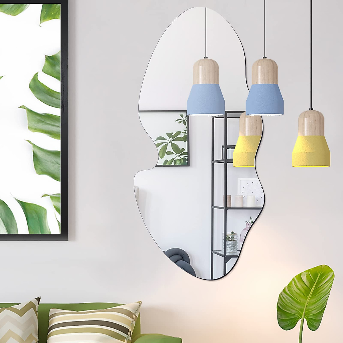 Qunclay Acrylic Irregular Mirror Wall Decor Asymmetrical Wall Mounted Acrylic Body Mirror with 6 Piece Snap Fasteners for Living Room Bathroom Bedroom Entryway Modern Decoration (Abstract Style)