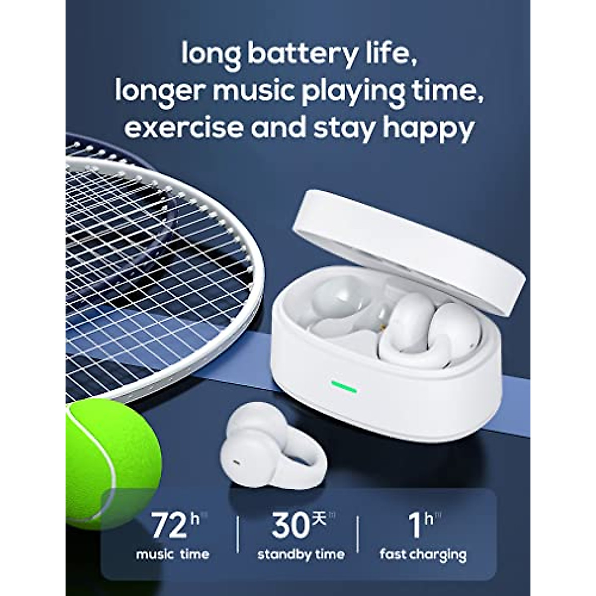 Ear-Clip Bone Conduction Headphones Bluetooth 5.3, Painless Wireless Open Ear Clip on Headphone,Waterproof Mini Sport Running Earring Earphone, Noise Cancelling/HiFi Quality/Long Battery Life