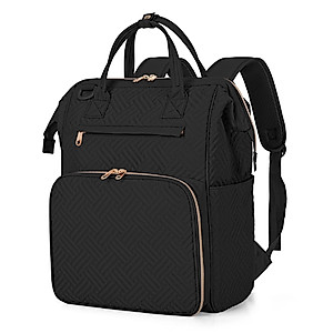 Fasrom Nurse Backpack for Work Women, Nursing Tote Bag with Laptop Compartment for Nursing Work and Home Health Care, Black (Empty Bag Only)