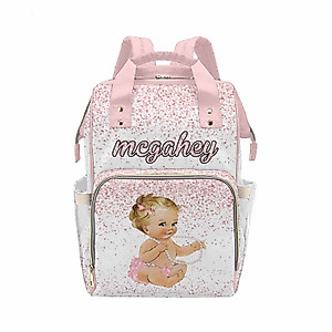 M YESCUSTOM Custom Diaper Bag with Name, Personalized Mommy Nursing Daypack with Large Capacity for Travel Birthday Gift for Women